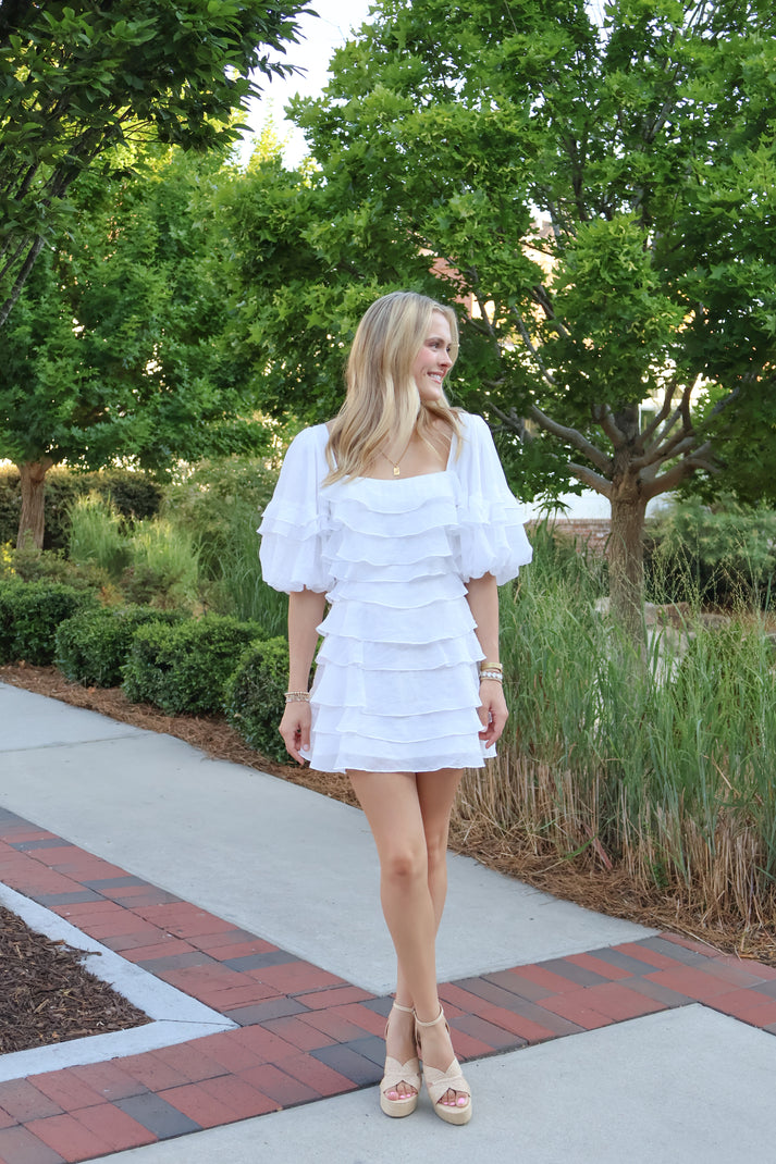 Lillie Ruffle Layered Mini Dress - White – Long Weekend Boutique